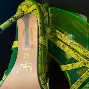 Sergio Todzi | Shoes | Neon Green Snake Skin Stiletto Designer Boots ...